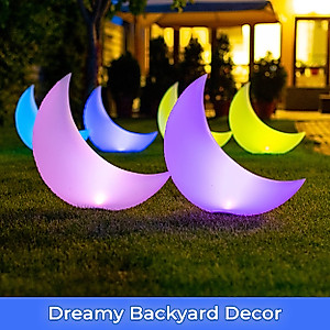 TIALLY Floating Pool Lights Solar Powered - 24" Crescent Moon Floating Lights - Inflatable Floating Solar Pool Lights for Swimming Pool, LED Pool Lights for Weddings, Pool Party Decor (2 Pack)