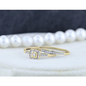 Dazzlingrock Collection 0.15 Carat (Cttw) 10K Round Diamond Halo Engagement Ring Set, Yellow Gold, Size 9