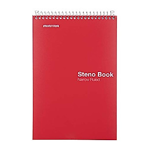 Mintra Office Steno Book - (Primary Colors, 8 Pads/Pack, Narrow Ruled) - 6inx9in, 100 Sheets per pad, POLY Cover, notebook for writing notes in school, university, college, work, office