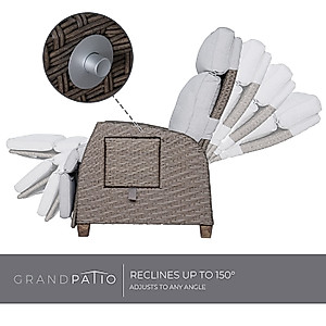Grand patio Indoor & Outdoor 2-Piece Reclining Chairs with Extended Footrest, PE Wicker, Adjustable Patio Lounge Recliner up to 150°, with Flip Side Table - Mist Grey
