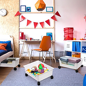 Noamus 3 Pack Under Bed Storage, Underbed Toys Storage Containers with Wheels, Plastic Bedroom Storage Organization, Under Bed Storage Bins Drawer For Clothes Blankets Shoes Books, White