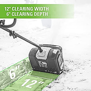 Greenworks 80V (75+ Compatible Tools) 12” Brushless Cordless Snow Shovel, 2.0Ah Battery and Charger Included