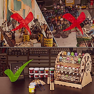 Rotating Carousel Paint Storage Rack Holds 48 Citadel/Vallejo/Army Painter Botlles Wooden Hobby & Craft Painting Station Organizer Caddy for D&D, Warhammer, Tabletop RPG Miniature, Model and Terrain