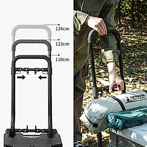 SHIMOYAMA Folding Hand Truck, 330lb Camping Storage Trolley with Brake, Adjustable Luggage Cart with Wheels, Portable Fold up Dolly for Travel, Picnic, Black