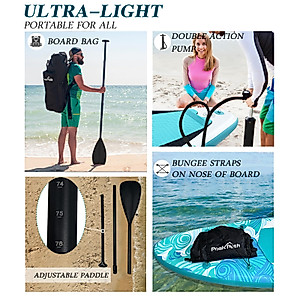 Peakpath Inflatable Stand Up Paddle Board (6" Thick) with Premium SUP Accessories&Bag,Bottom Fin for Paddling,Surf Control,Non-Slip Deck,Leash,Paddle and Two-Way Hand Pump|Youth&Adult Standing Boat