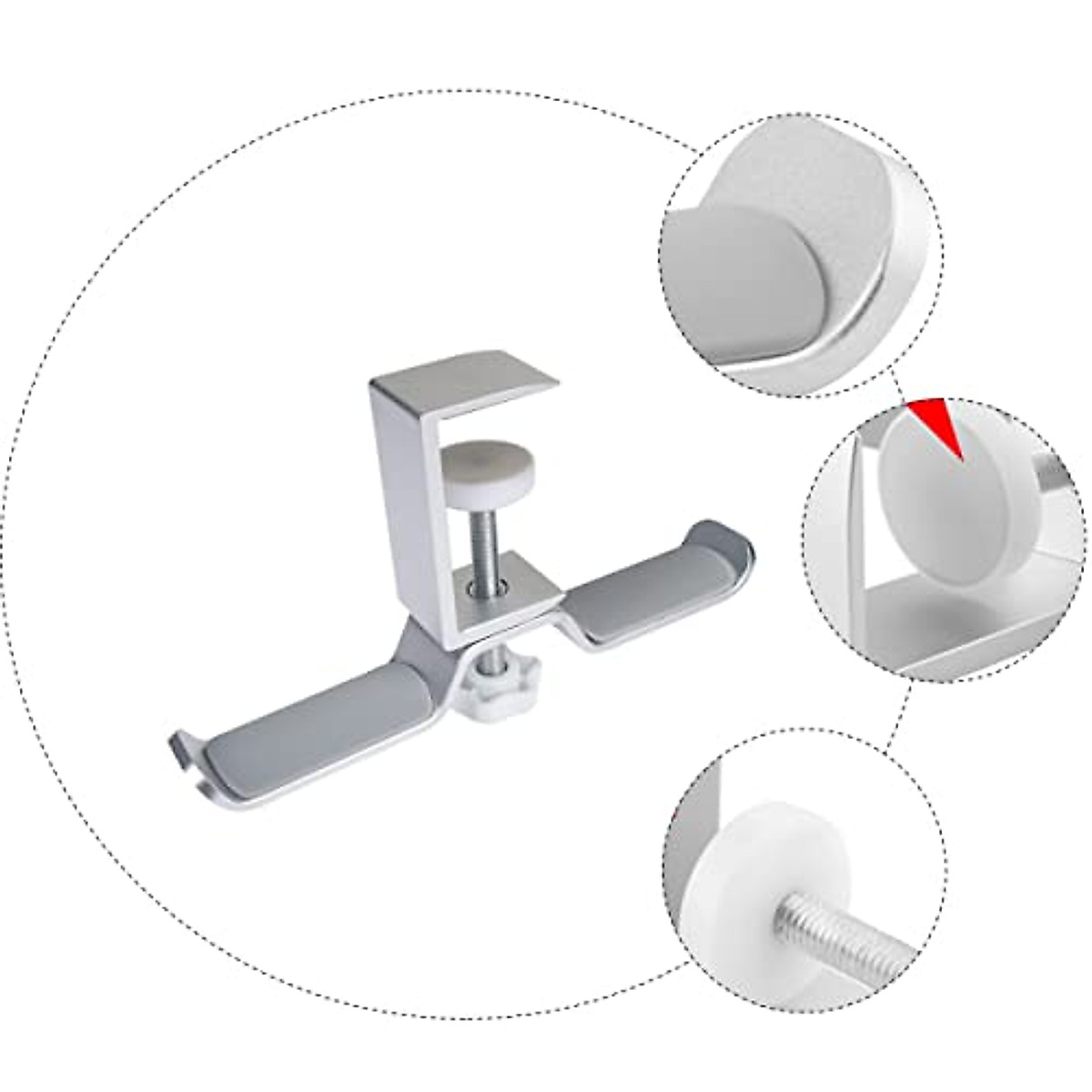 Angoily Silver Headphone Headphones Desk Iron Clamp Office Desktop Under- Under Arm Aluminum Adjustable Dual Premium Design Storage for with Mount Universal Rack All Head Display Fit Hook