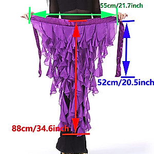 ZLTdream Women's Belly Dance Fox Triangle Waving Cut Hip Scarf with Tassel Yellow