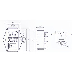 CESS AC Power Socket Inlet Module, 4 Pack, 10A 250V, Male Plug with Fuse Switch