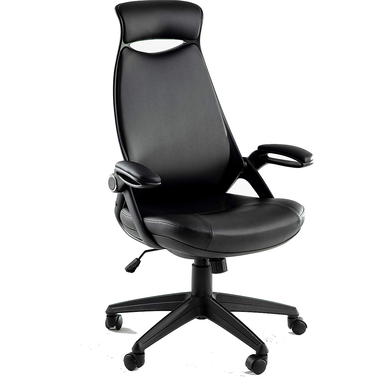 Office Chair Leather Multifunction Executive Swivel Ergonomic High-Back Task Lumbar and Headrest Support Computer Chair with Arms Desk Chair Black