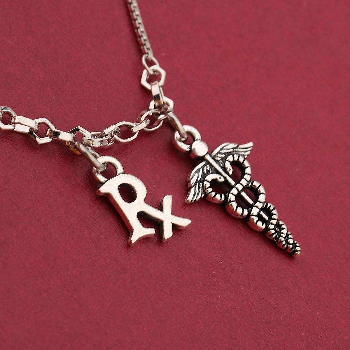 QIIER Pharmacist Gift RX Bracelet RX Symbol Pharmacy Charm Slider Bracelet Pharmacy Technician Jewelry Pharmacy Student Graduation Gift (silver)