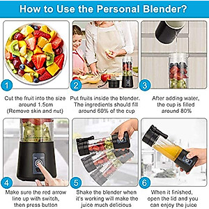 Portable Blender, Personal Mixer Fruit Rechargeable with USB, Mini Blender for Smoothie, Black