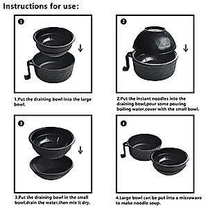 Ramen Cooker Ramen Bowl Set with Chopsticks Microwave Noodle,College Dorm Room Essentials for Girls for Boys Apartment-Black