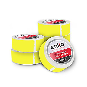 enKo [6 Rolls, 2100 Labels] Address, Shipping & Barcode Labels 30252 - Yellow (1-1/8" x 3-1/2") Compatible for Dymo LabelWriter & Rollo Printer