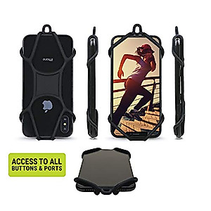 Rugged Phone Lanyard Holder with Coiled Strap Tether and Gated Carabiner for Hiking, Climbing, Skiing, Outdoors, School, Travel, Clip to Belt Loop, Clothing, Backpack, Compatible with Most Cell Phones