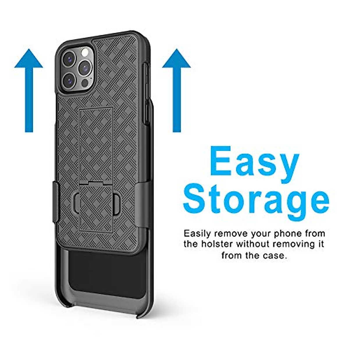 Aduro Combo Case & Holster for iPhone 12/ 12 Pro, Slim Shell & Swivel Belt Clip Holster, with Built-in Kickstand for Apple iPhone