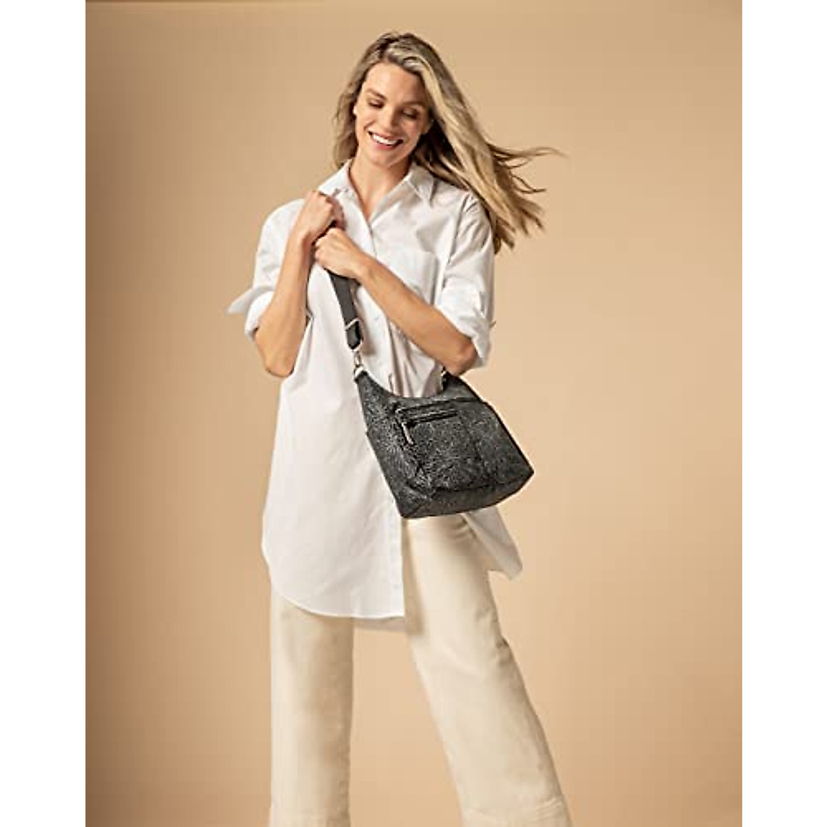 Baggallini Securtex® Anti-theft Free Time Crossbody Bag Cross Body, Midnight Blossom, One Size US