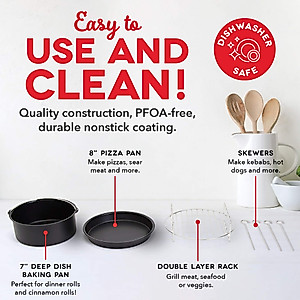 Dash DFAF455GBAQ01 Deluxe Electric Air Fryer + Oven Cooker, 6 Quart, 6 qt, Aqua & DFAF450UP1 Air Fryer, Deluxe, Accessory Bundle