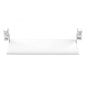 Stand Up Desk Store Compact Clamp-On Retractable Adjustable Keyboard Tray/Under Desk Keyboard Tray | Increase Comfort and Usable Desk Space | for Desks Up to 1.5" (24.5" x 11.5") (White) (Small)