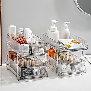 Cupboard Storage Rack, 2 Layer Pull Out Cupboard Storage Rack, Under Sink Cupboard Organizers with Partitions, Kitchen Spices Cupboard Storage Rack, Kitchen Pantry Organizer for Toiletry Pantry