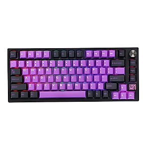 EPOMAKER TH80 SE Gasket 75% Mechanical Keyboard, NKRO Hot Swappable RGB 2.4Ghz/ Bluetooth 5.0/ Wired Gaming Keyboard with Poron/EVA Foam, 4000mah Battery (Black Purple, Budgerigar Switch)