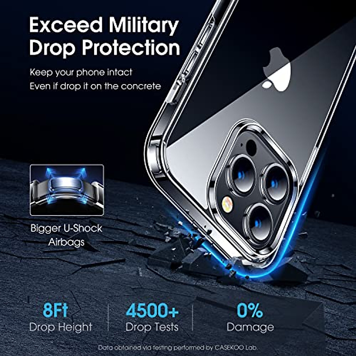 CASEKOO Upgraded Crystal Clear iPhone 14 Pro Max Case, [Never Yellow] [Exceed Mil-Grade Protection] Transparent Cover for Women Men Slim 14 Pro Max Phone Case 6.7 in, Clear