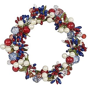 5 Inch Patriotic Red, White and Blue Candle Ring, Holds 3.75 Inch Pillar Candle