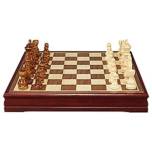 FBITE Portable Chess Set Wooden Chess Set,Board Game for Adults & Kids,Wood Chessboard, Magnetic Pieces,Travel-Friendly Chess for Easy Storage International Chess