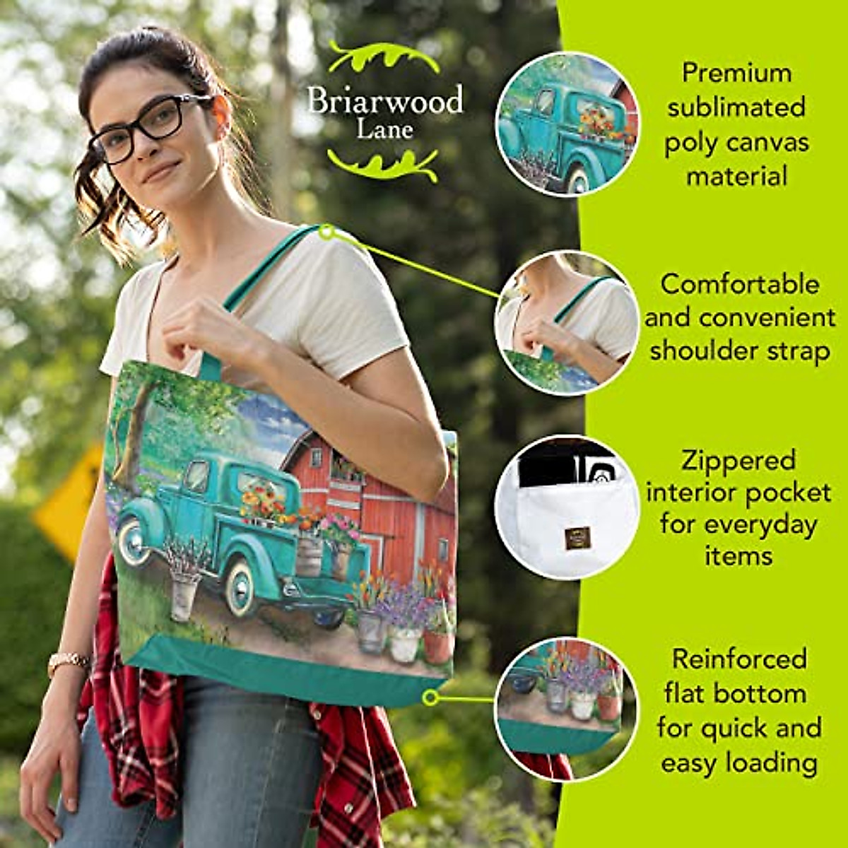 Briarwood Lane Farm In Spring Canvas Tote Bag 14.5" x 15"