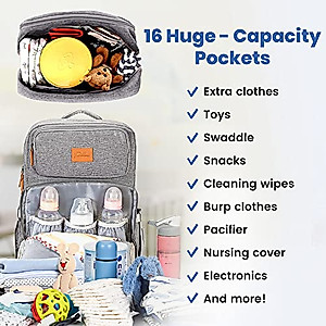 PILLANI Diaper Bag Backpack, Baby Bag for Boys & Girls,Diaper Backpack,Large Baby Diaper Bag for Mom & Travel w/Changing Pad