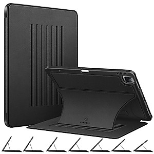 CaseBot Magnetic Case for iPad Pro 12.9-inch 6th Generation 2022, Multiple Angle Shockproof Rugged Stand Case, Soft TPU Back Cover w/Pencil Holder, Also Fit iPad Pro 12.9" 5th/4th/3rd Gen, Black