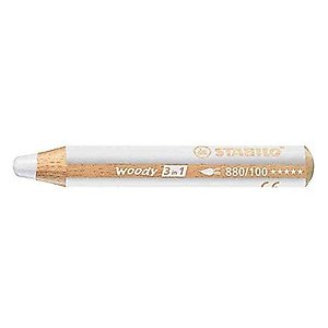 3 x STABILO WOODY 3 in 1 MULTI-TALENTED JUMBO PENCIL - White (880/100)