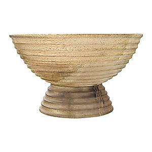 Creative Co-Op DF2440 Ridged Mango Wood Footed Bowl, Brown, 5 quarts