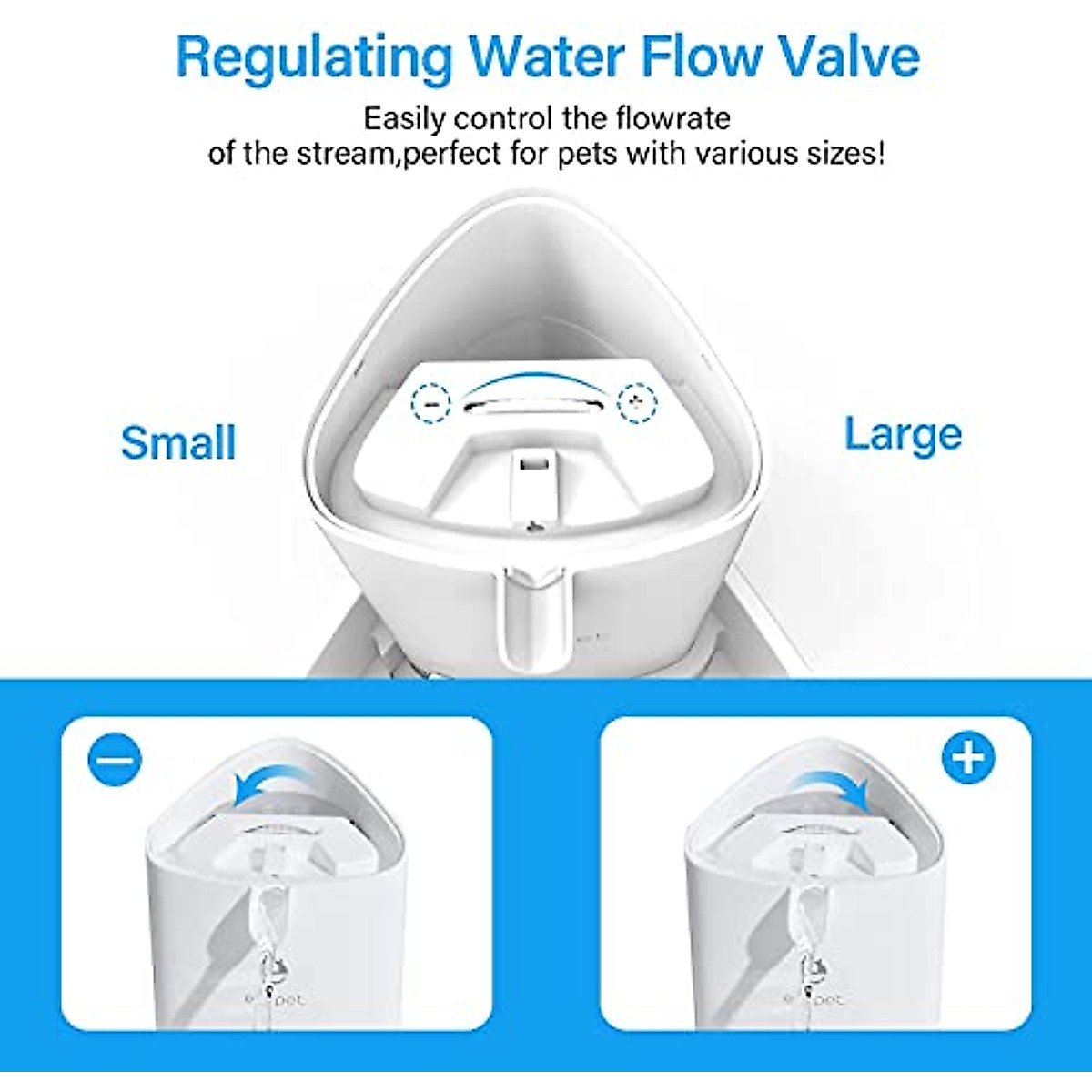 ELS PET Cat Water Fountain with LED, 50oz/1.5L Automatic Pet Water Fountain for Multiple Pets, Ultra Quiet/Adjustable Water Flow/Tertiary Filtration, Waterfall Drinking Dispenser for Cats & Dogs