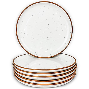 Mora Ceramic Plates Set, 7.8 in - Set of 6 - The Dessert, Salad, Appetizer, Small Dinner etc Plate. Microwave, Oven, and Dishwasher Safe, Scratch Resistant. Kitchen Porcelain Dish - Vanilla White