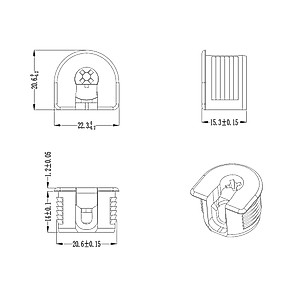 Rafix Furniture T-Connectors + Screw in Dowel. Connection: White, 19mm Panel Thickness, 14mm Drilling Depth + Screw: Silver, Drilling Depth for Dowel Thread 11.5mm, Finish Steel - 50 Pack