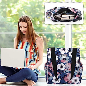 HUA ANGEL Floral Tote Bag - Casual Shoulder Bag Daily Tote Bag with Zipper Gym Travel Shopping Work Handbag for Women