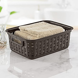 Sterilite Small Weave Baskets, Bins, Crates, 8 Pack, Espresso