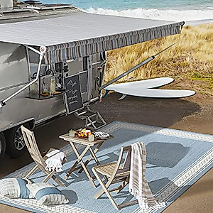 JONATHAN Y SMB207C-3 Lucia Classic Diamond Border Indoor Outdoor Area-Rug, Farmhouse, Traditional, Solid Easy-Cleaning,Bedroom,Kitchen,Backyard,Patio,Non Shedding, Blue/Cream, 3 X 5