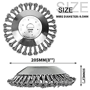 BaiNuo Steel Wire Brush Cutter Grass Trimmer Head for Garden Lawn Mower, 8Inch Trimmer Cutting Kit with Thrust Washer for String Trimmers, Rust Removel, Lawn Mower (8inch Set)