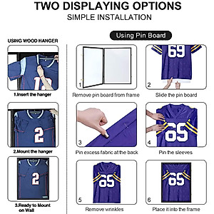Grintus Jersey Frame Display Case Jersey Display Case Jersey Shadow Box with 98% Uv Protection Acrylic and Hanger for Baseball Basketball Football Soccer Hockey Sport Shirt and Uniform,Black Finish