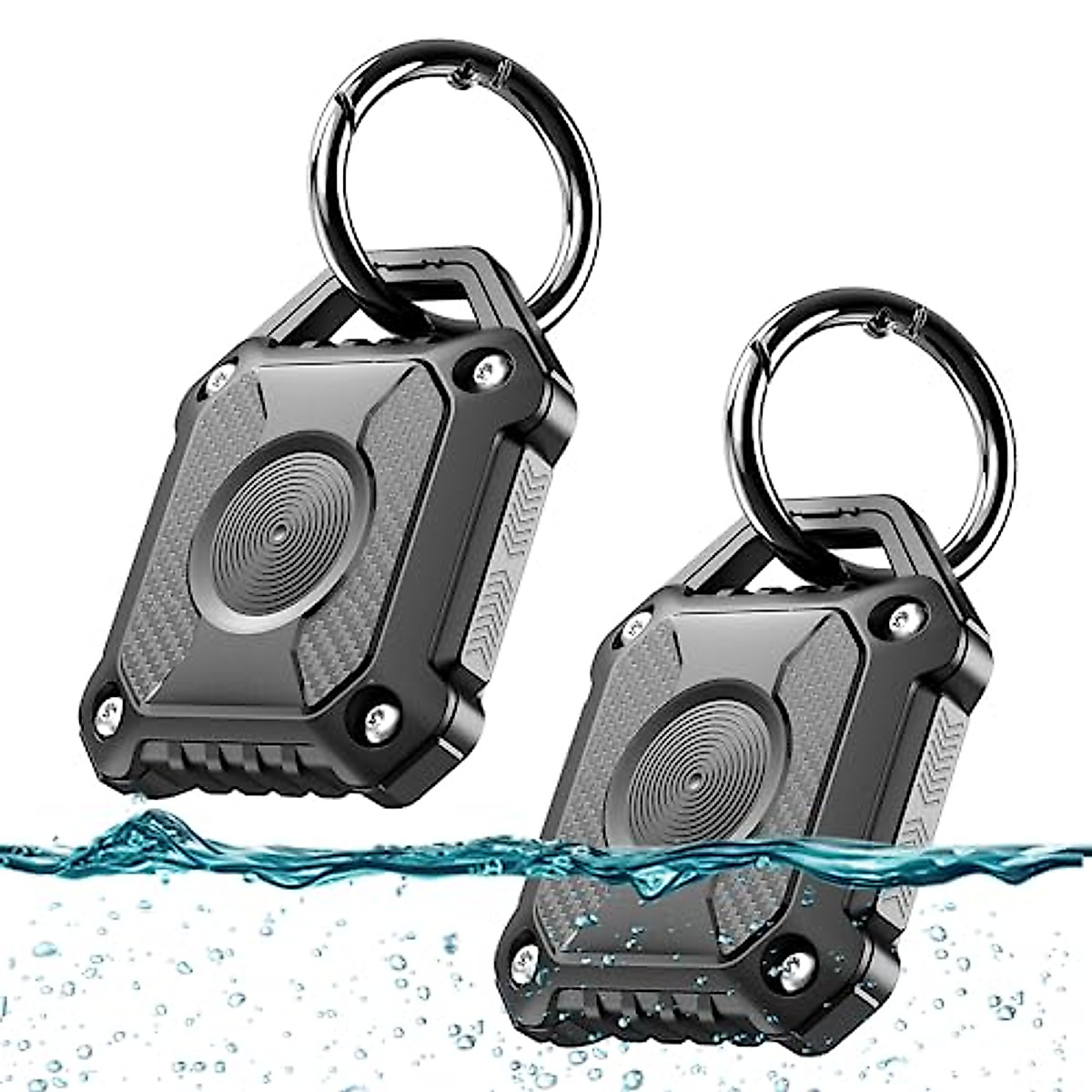 DEERLET IP68 Waterproof Airtag Holder 2 Pack，Hard TPU Airtag Keychain, 360° Full Protection Airtag Case with Key Chain for Key,Luggage,Dog Collar, Compatible Apple Air tag.