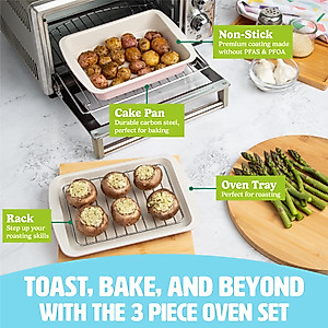 Tasty Nonstick Toaster Oven Baking, 3-Piece Set, Pink