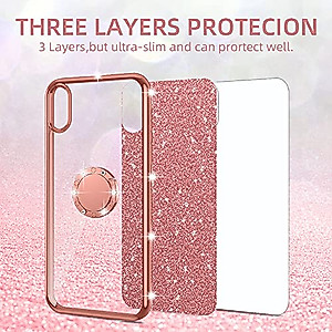 nancheng for Oneplus Nord N200 5G Case (6.49-inch), Phone Case for Nord N200 5G Cute Soft Silicone Pink Cover for Girls Women with Ring Kickstand Shockproof Protection Case - Rose Gold