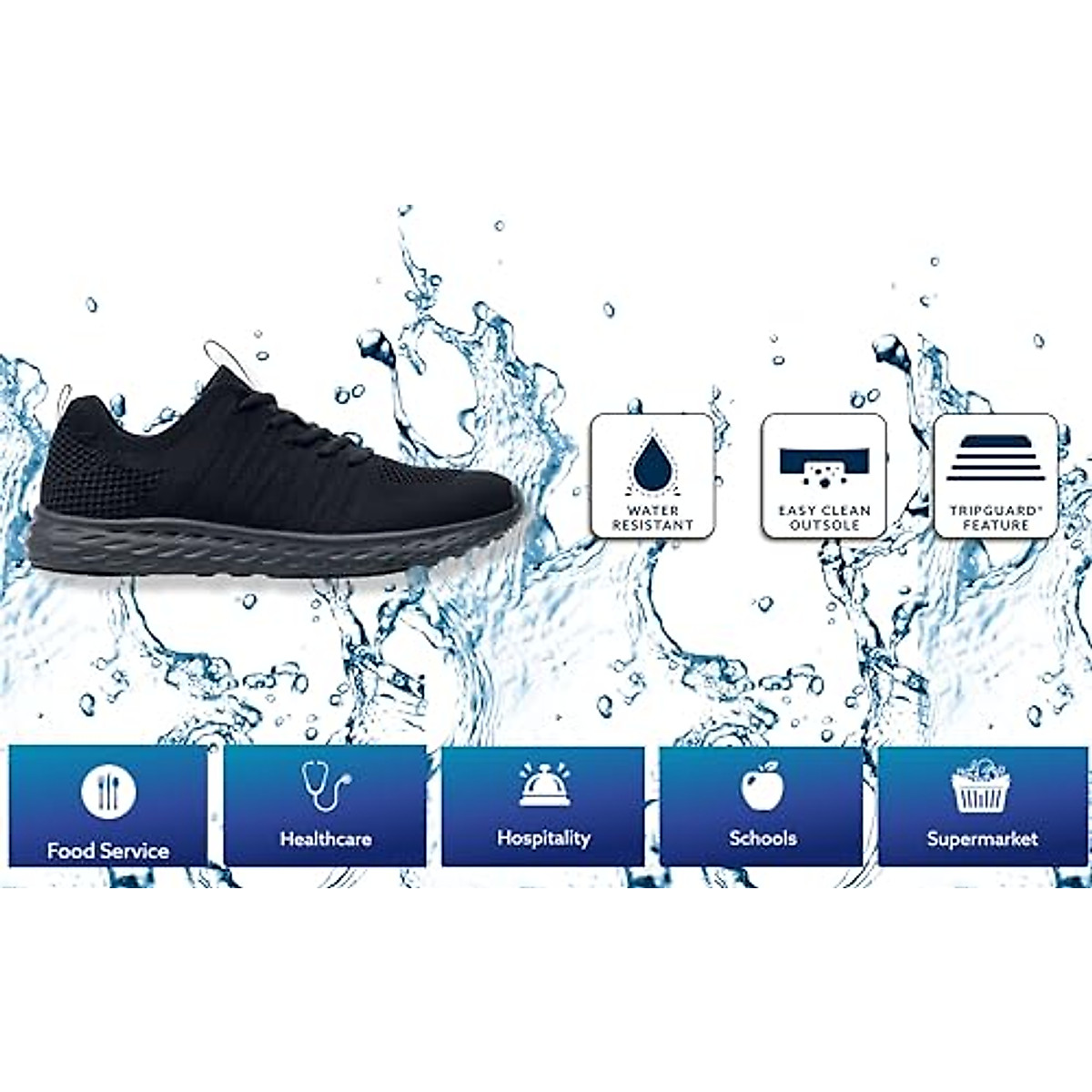 Shoes for Crews Everlight Mens Non Slip Work Shoes - Men's Work & Safety Footwear, Lace-Up Breathable Work Shoes for Men, zapato de trabajo para hombre, Size 8.5 Wide Black