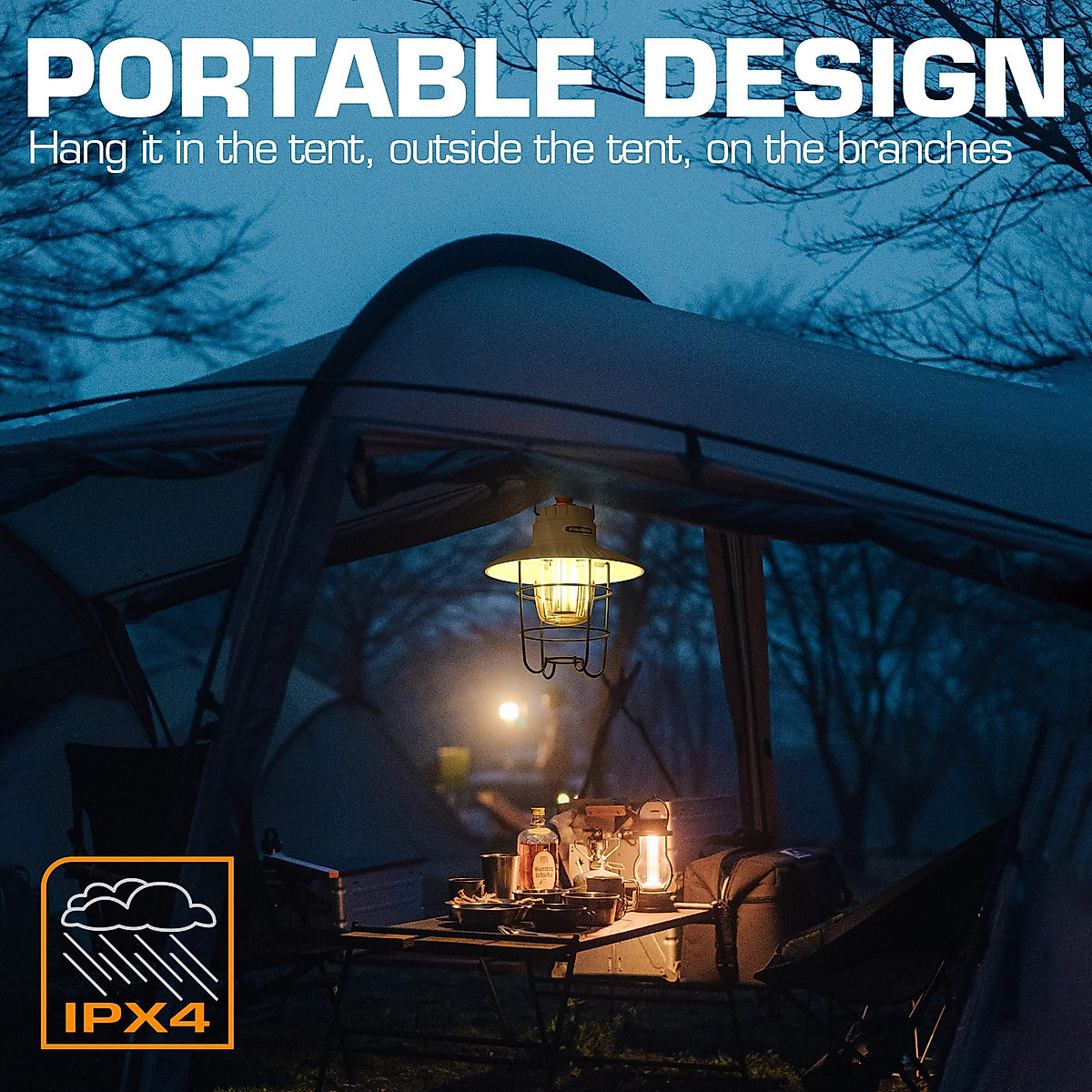 EverBrite LED Camping Lantern, USB C Rechargeable Lantern with 3 Light Modes, Vintage Outdoor Lanterns with Power Bank Function for Power Outages, Hurricane, Emergency, Fishing