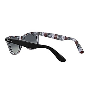 Ray-Ban RB2140 Original Wayfarer Square Sunglasses, Black On Chevron Grey/Burgundy/Light Grey Gradient Blue, 50 mm