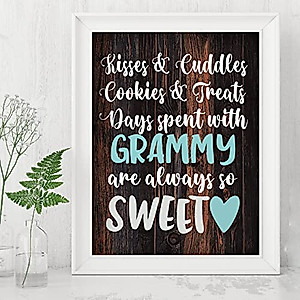 Days Spent With Grammy- Inspirational Grandma Wall Decor, Unique Rustic Family Wall Art Print, Perfect Wall Sign For Home Decor, Office Decor, & Guest Room Decor. Great Gift for Nana. Unframed- 8x10"