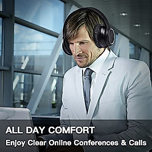 Olyre Active Noise Cancelling Headphones Wireless Over Ear Bluetooth Headset with Mic, 30H Playtime Stereo Earphones with Soft Protein Earmuffs for Travel Home Office Tablet PC