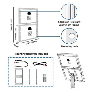 TOPENS TSQ20W Solar Panel 20-Watt 24V Monocrystalline Solar Panel Kit, for Gate Opener, Boat, Yacht, RV, Caravan, Golf Car, Street Lamp, Garden Light and Farm Equipment