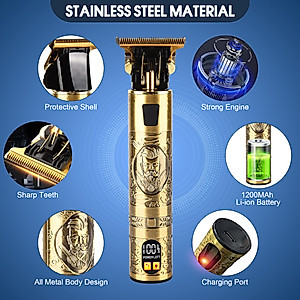 SZJHXIN Professional Hair Clippers for Men, Beard Trimmer Rechargeable Zero Gapped Cordless Haircut Trimmer Electric T Blade Liners Edgers Hair and Shaver Barbers Men Grooming Kit LCD Display